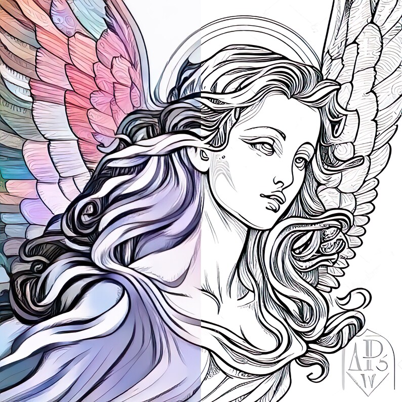 12 Pack Stress Relief Coloring Pages, Angel Digital Print, Filigree ...