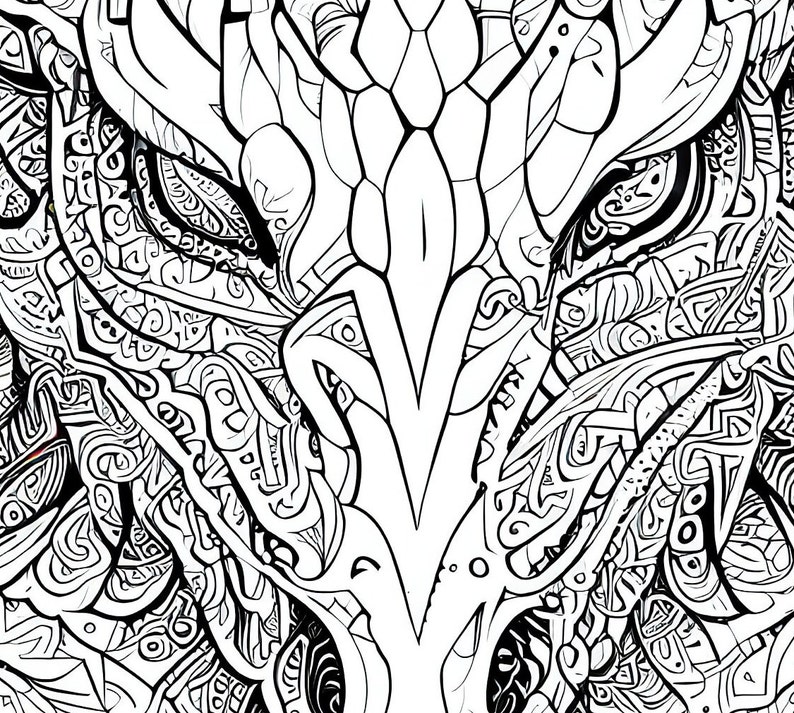 10 Pack Stress Relief Coloring Pages, Dragon Digital Print, Detailed ...