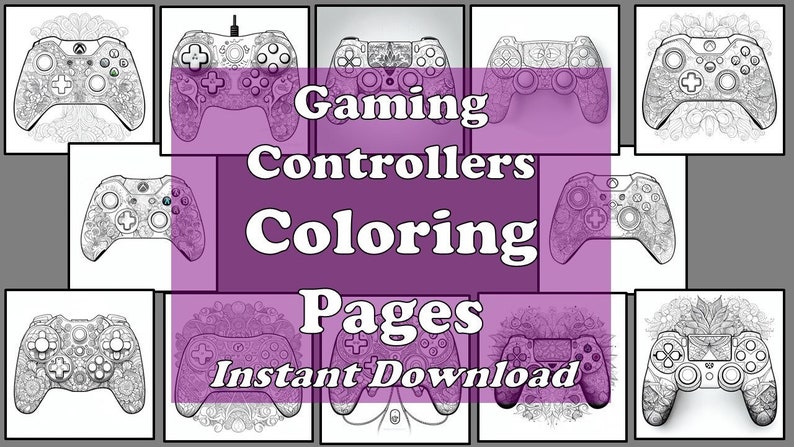 12 Pack Stress Relief Coloring Pages, Gaming Controller Digital Print ...