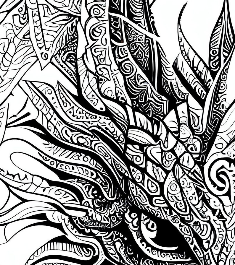 10 Pack Stress Relief Coloring Pages, Dragon Digital Print, Detailed ...