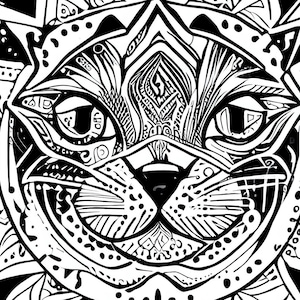 6 Pack Stress Relief Coloring Pages, Kitten Digital Print, Detailed ...