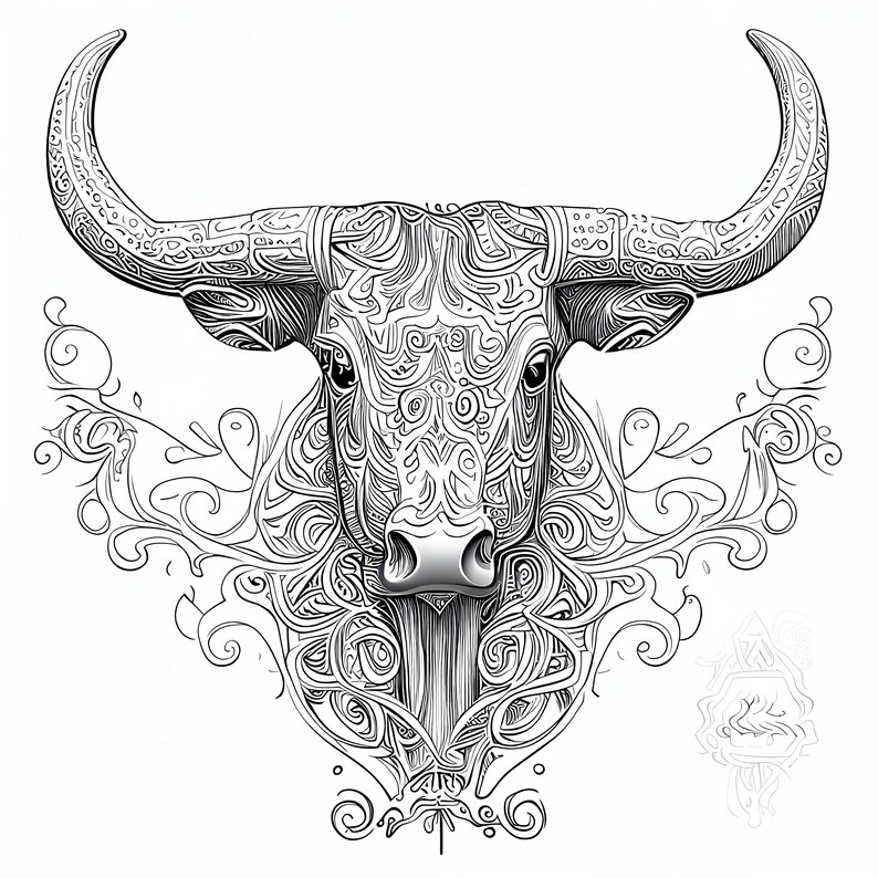 11 Pack Stress Relief Coloring Pages, Longhorn Digital Print, Filigree ...