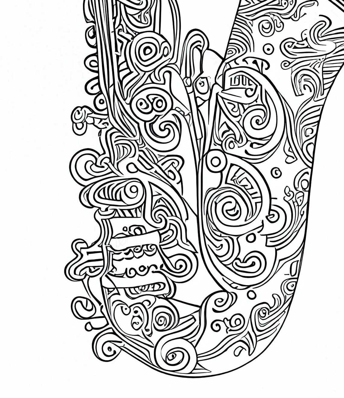 12 Pack Stress Relief Coloring Pages, Saxophone Digital Print, Filigree ...