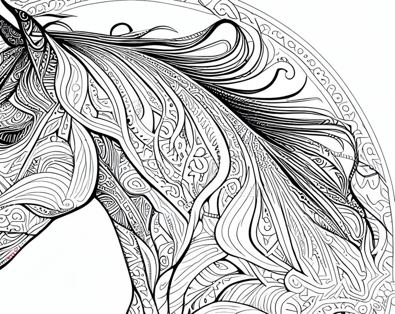 12 Pack Stress Relief Coloring Pages, Horse Digital Print, Detailed ...