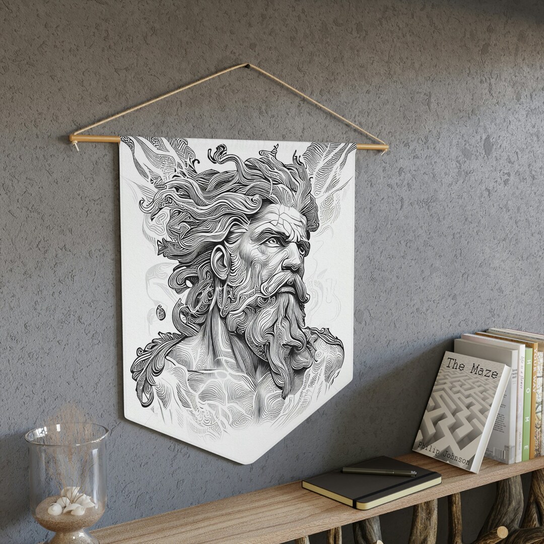 Zeus Coloring Pennant Living Room Wall Decor Aesthetic Room - Etsy
