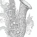 12 Pack Stress Relief Coloring Pages, Saxophone Digital Print, Filigree ...