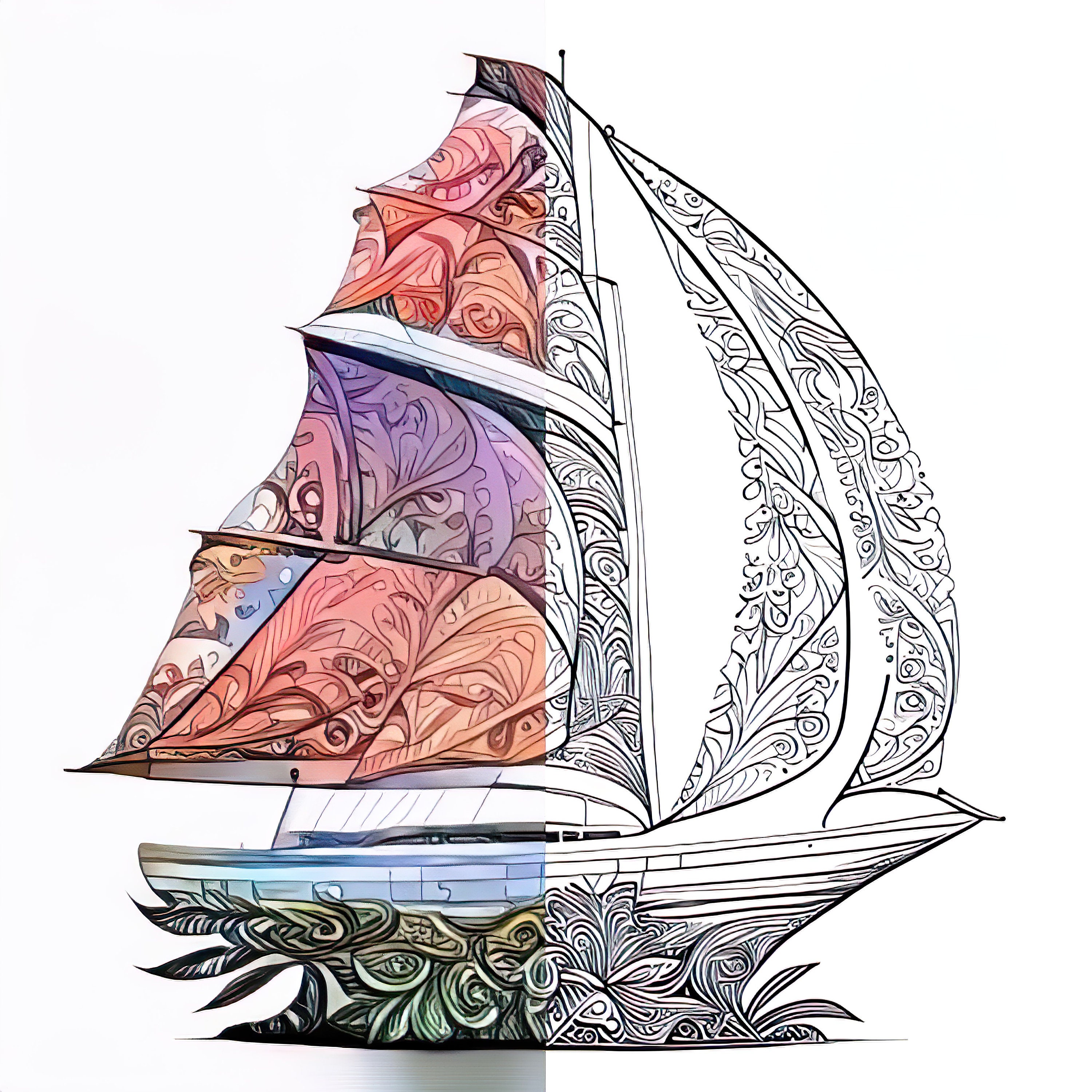 12 Pack Stress Relief Coloring Pages, Boats Digital Print, Filigree ...