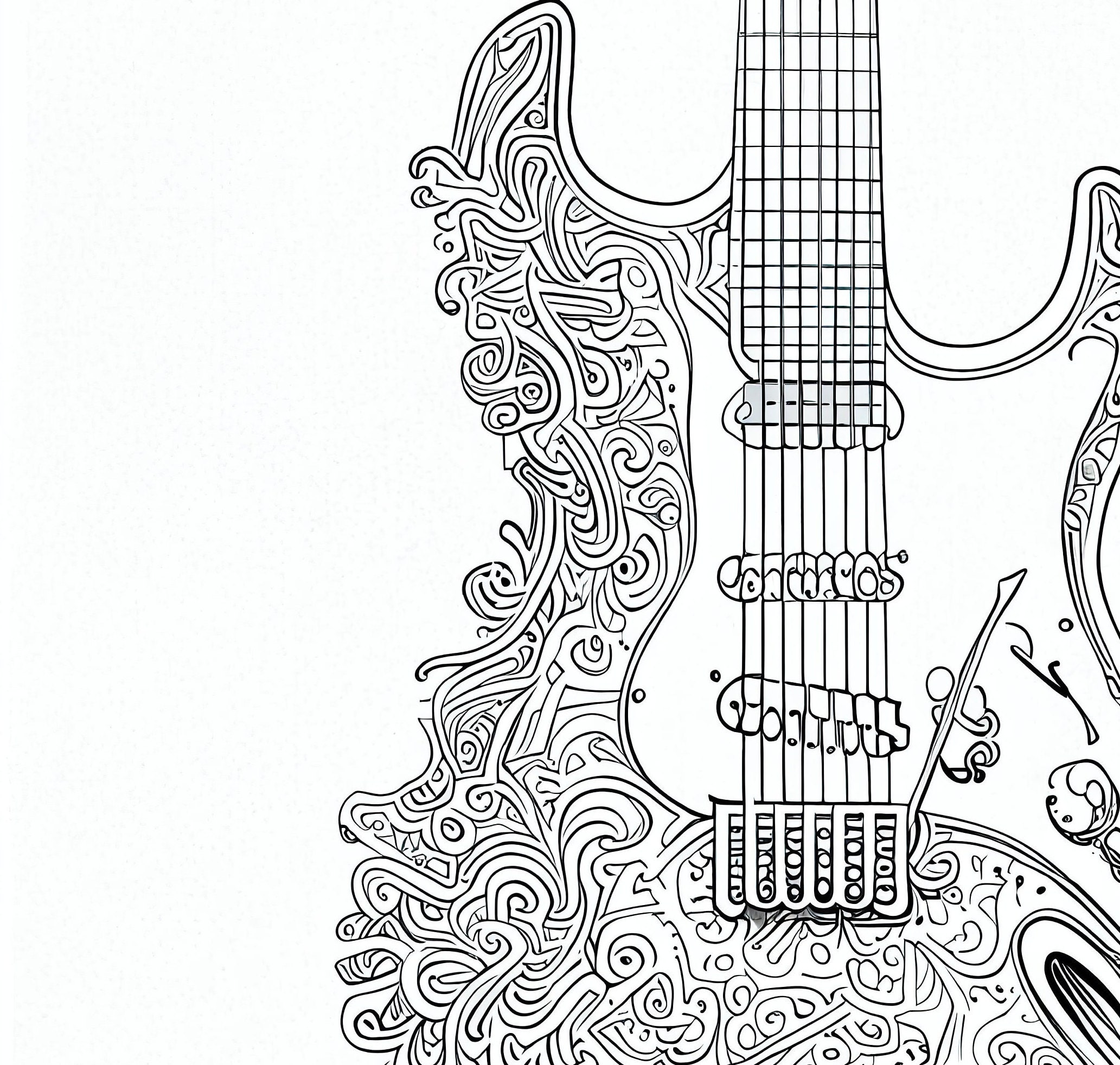 10 Pack Stress Relief Coloring Pages, Guitar Digital Print, Filigree ...