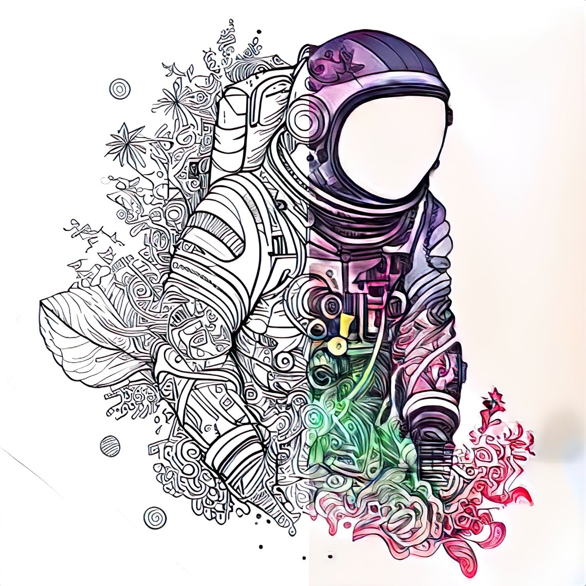 12 Pack Stress Relief Coloring Page, Astronaut Digital Print, Filigree ...