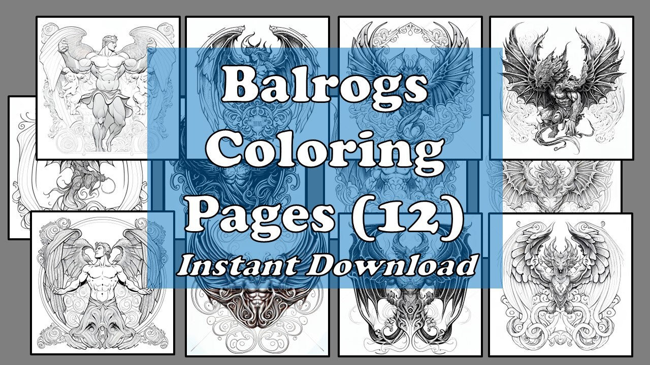 12 Pack Stress Relief Coloring Pages, Balrog Digital Print, Filigree ...
