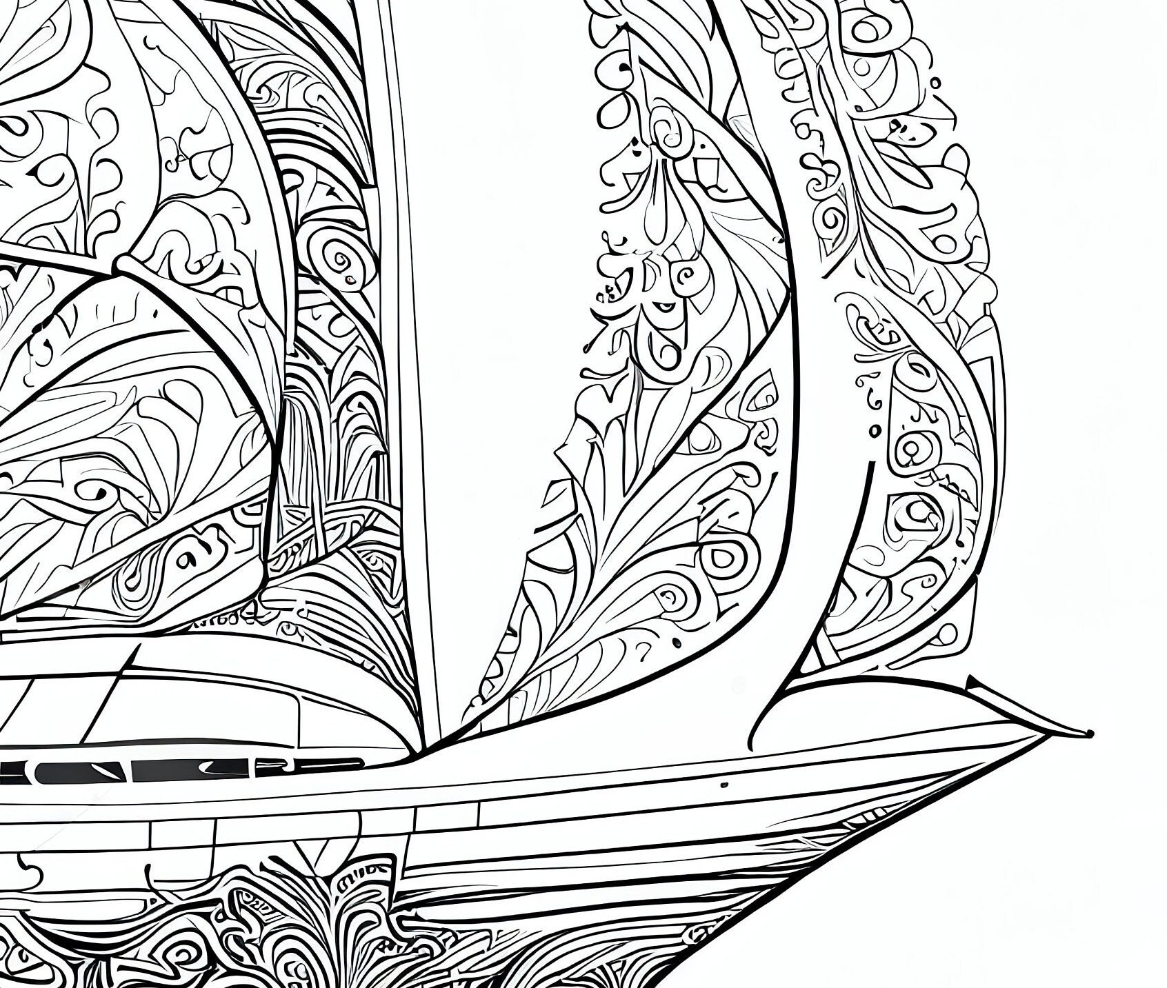 12 Pack Stress Relief Coloring Pages, Boats Digital Print, Filigree ...
