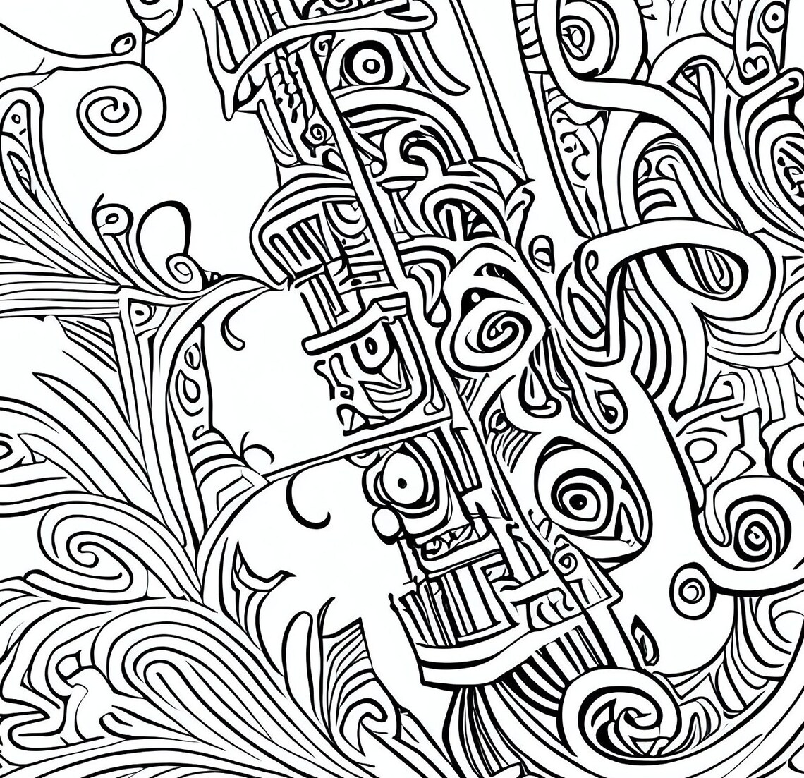 12 Pack Stress Relief Coloring Pages, Saxophone Digital Print, Filigree ...