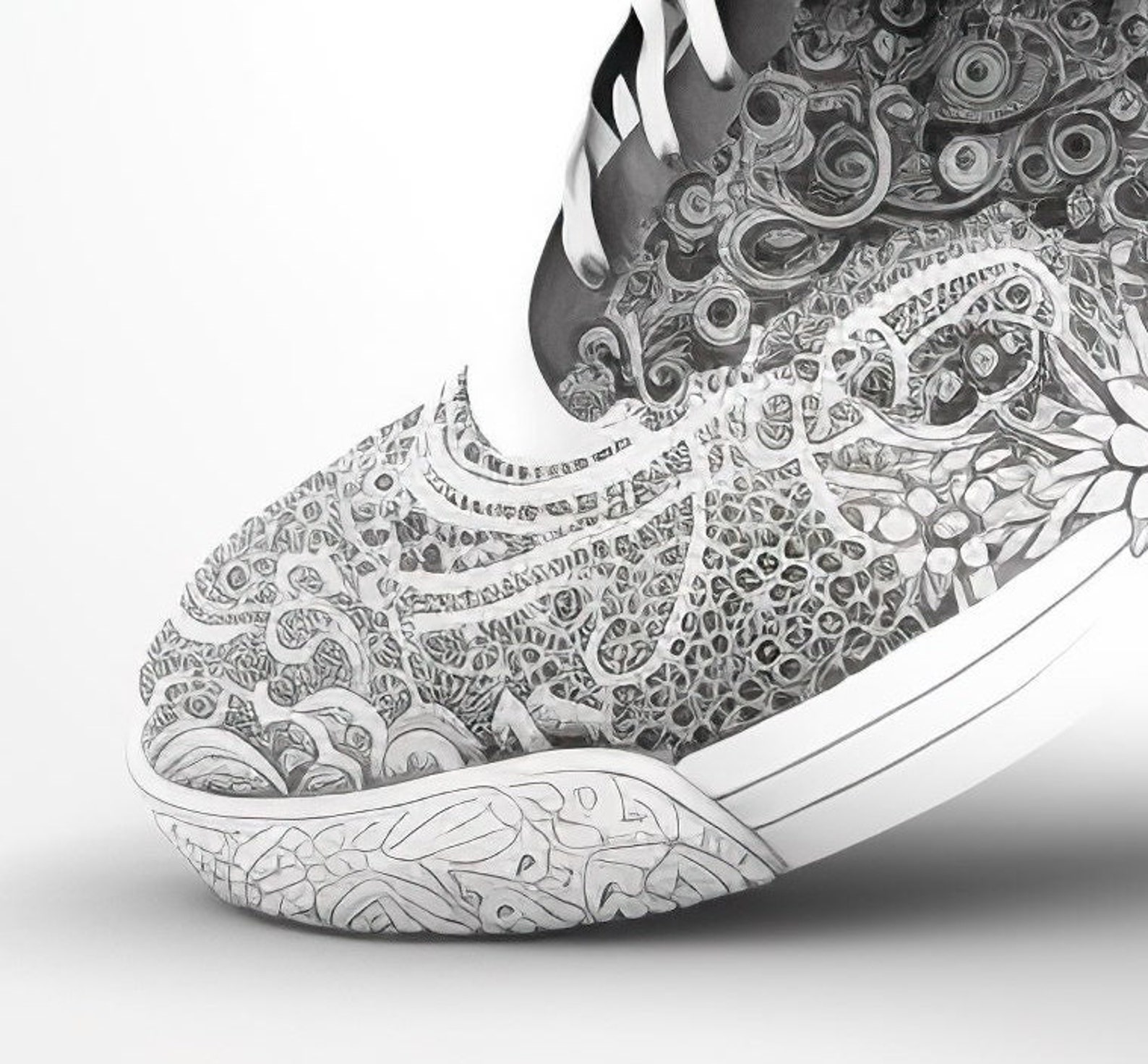 9 Pack Mandala Sneaker Coloring Page, Hyper Detailed Black and White ...