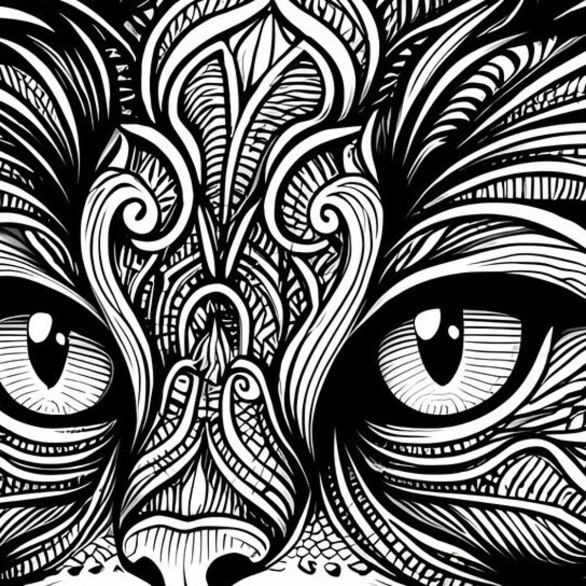 12 Pack Stress Relief Coloring Pages, Kitten Digital Print, Detailed ...