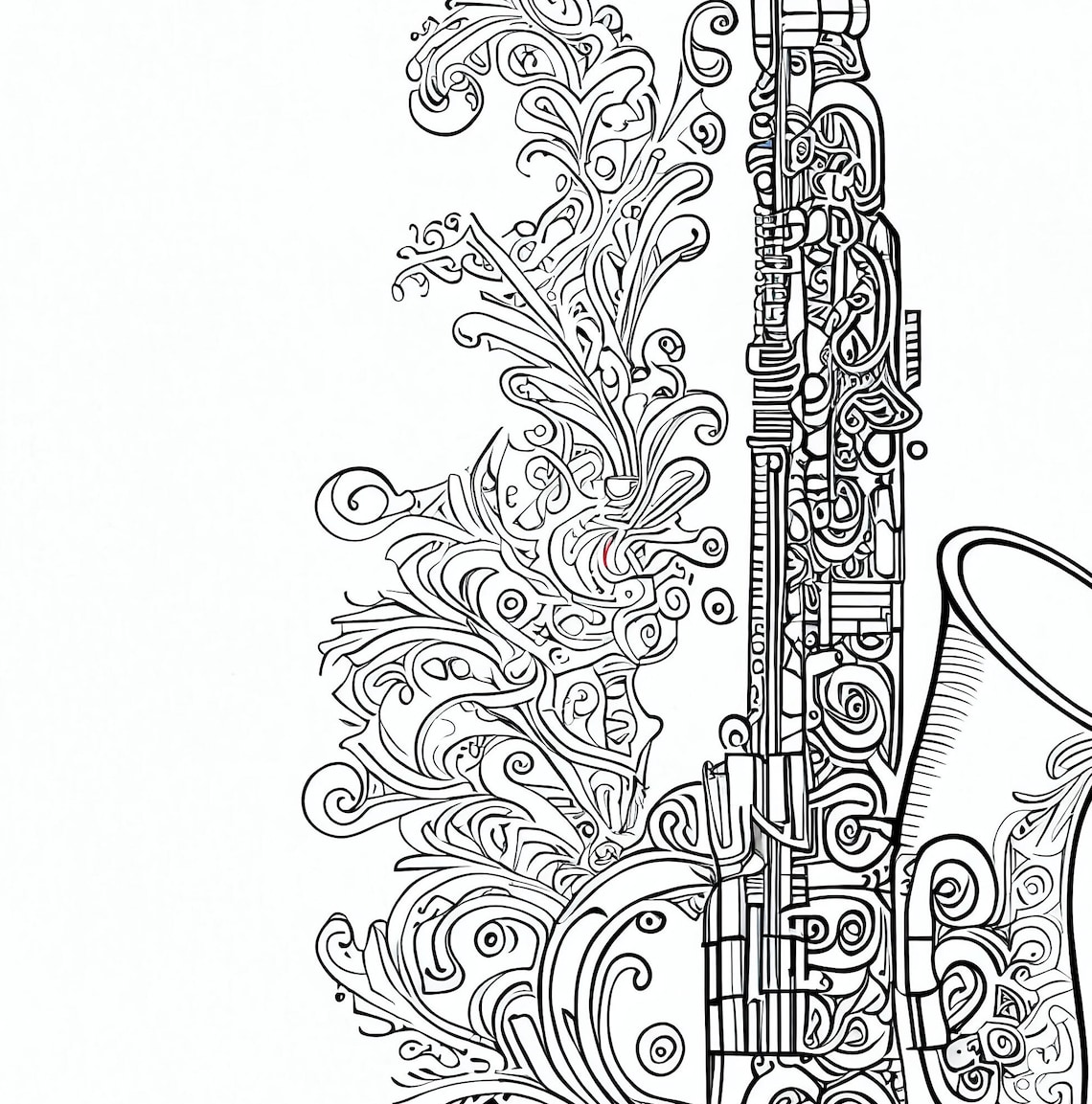 12 Pack Stress Relief Coloring Pages, Saxophone Digital Print, Filigree ...