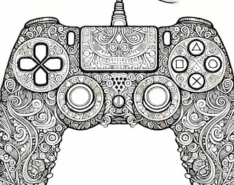 12 Pack Stress Relief Coloring Pages, Gaming Controller Digital Print ...