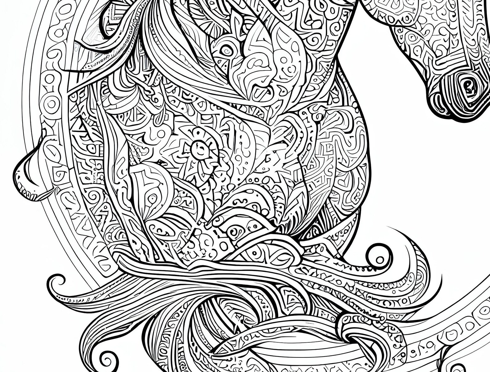 12 Pack Stress Relief Coloring Pages, Horse Digital Print, Detailed ...