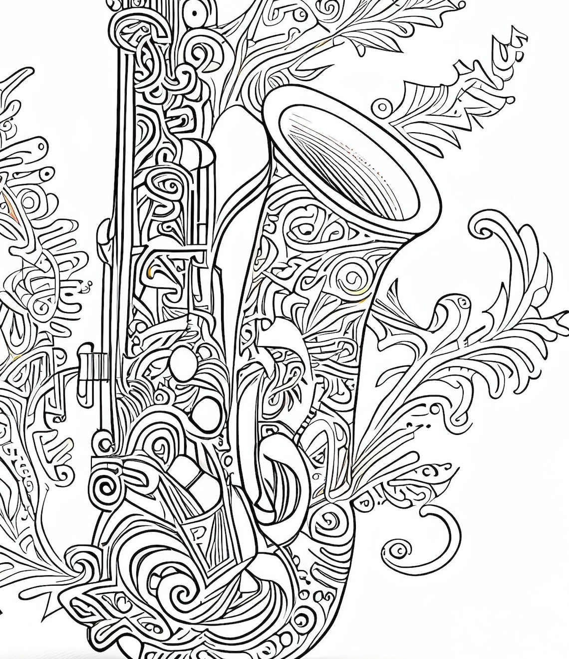 12 Pack Stress Relief Coloring Pages, Saxophone Digital Print, Filigree ...