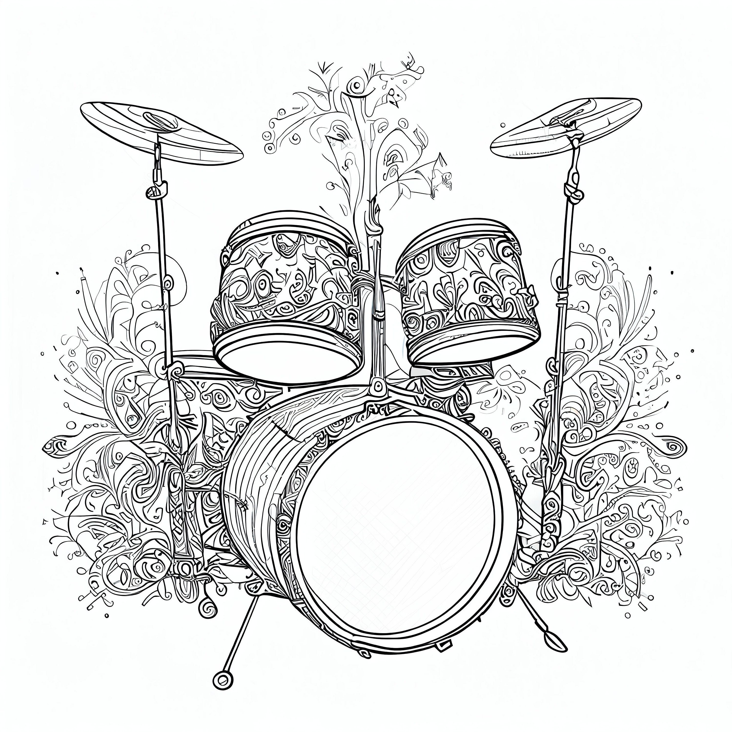 12 Pack Stress Relief Coloring Pages, Drum Set Digital Print, Filigree ...
