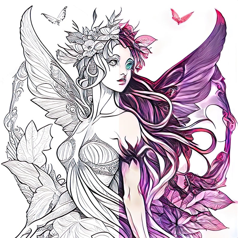 12 Pack Stress Relief Coloring Page, Fairy Digital Print, Filigree ...