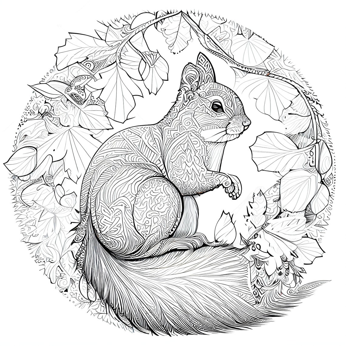 12 Pack Stress Relief Coloring Pages, Squirrel Digital Print, Garden ...