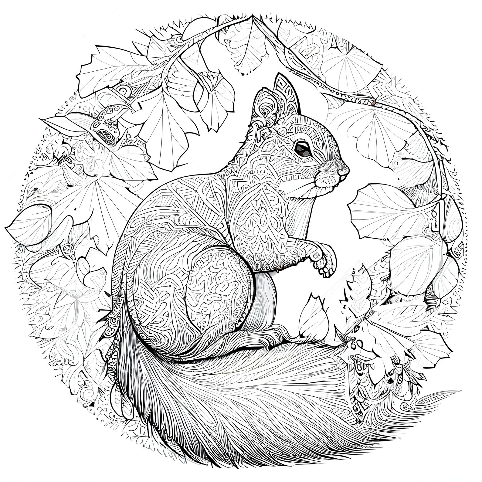 12 Pack Stress Relief Coloring Pages, Squirrel Digital Print, Garden ...