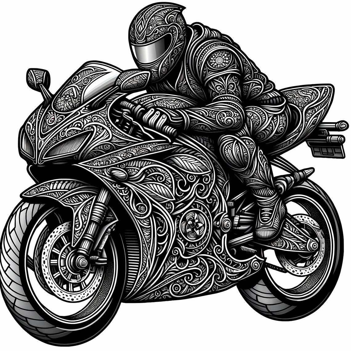 12 Pack Stress Relief Coloring Pages, Motorcycle Digital Print ...