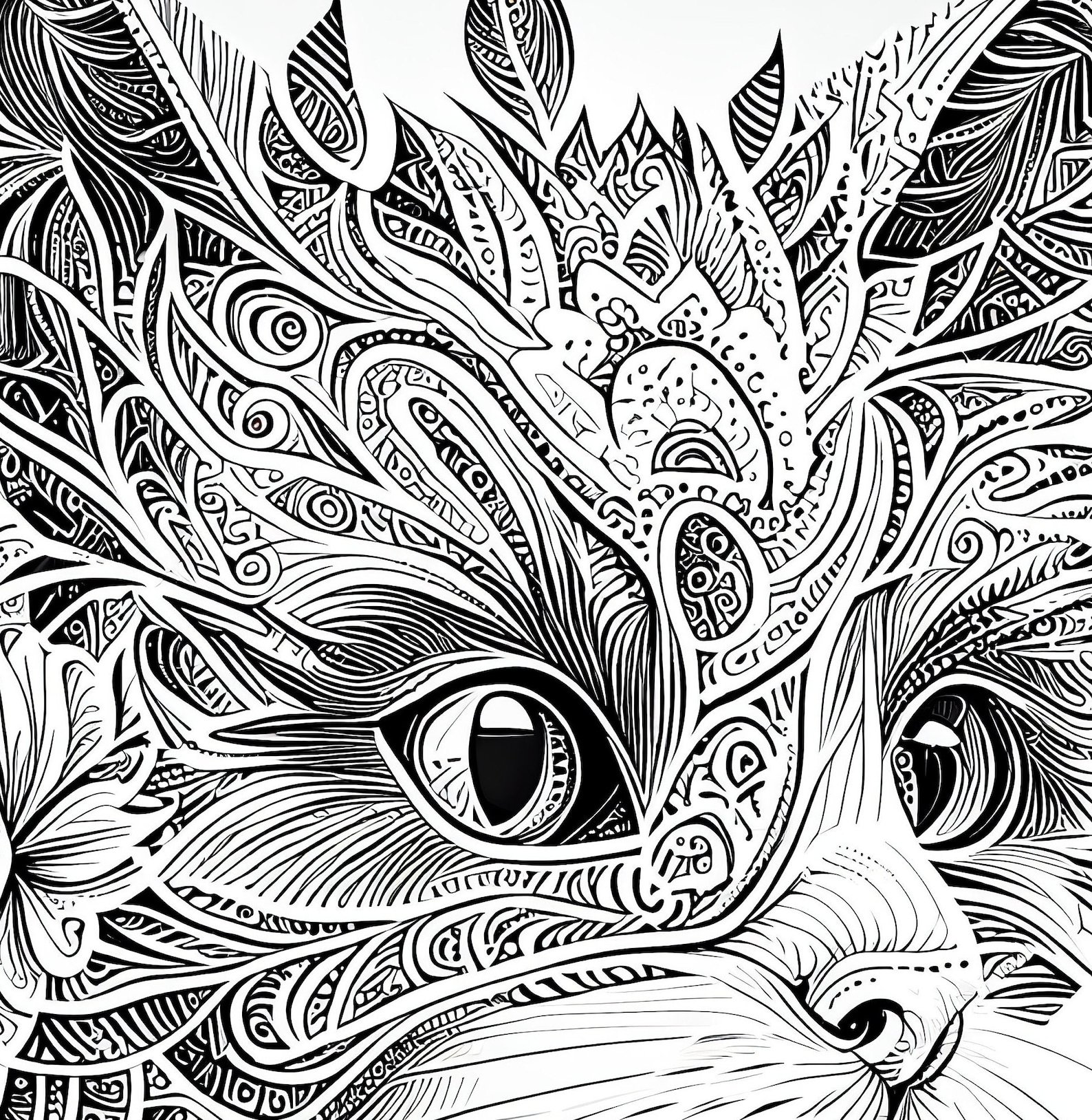 6 Pack Stress Relief Coloring Pages, Kitten Digital Print, Detailed ...