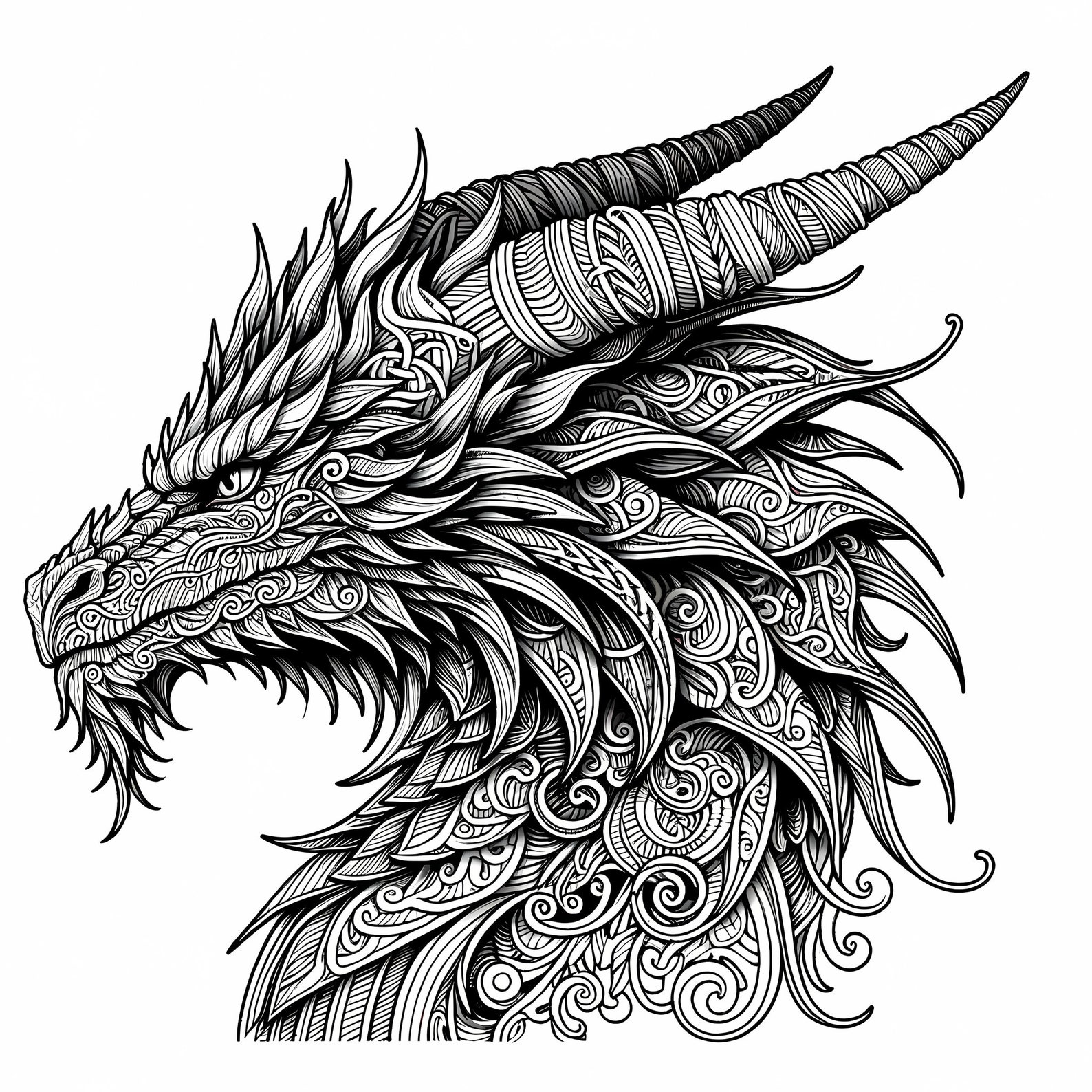 12 Pack Stress Relief Coloring Pages, Dragon Digital Print, Detailed ...