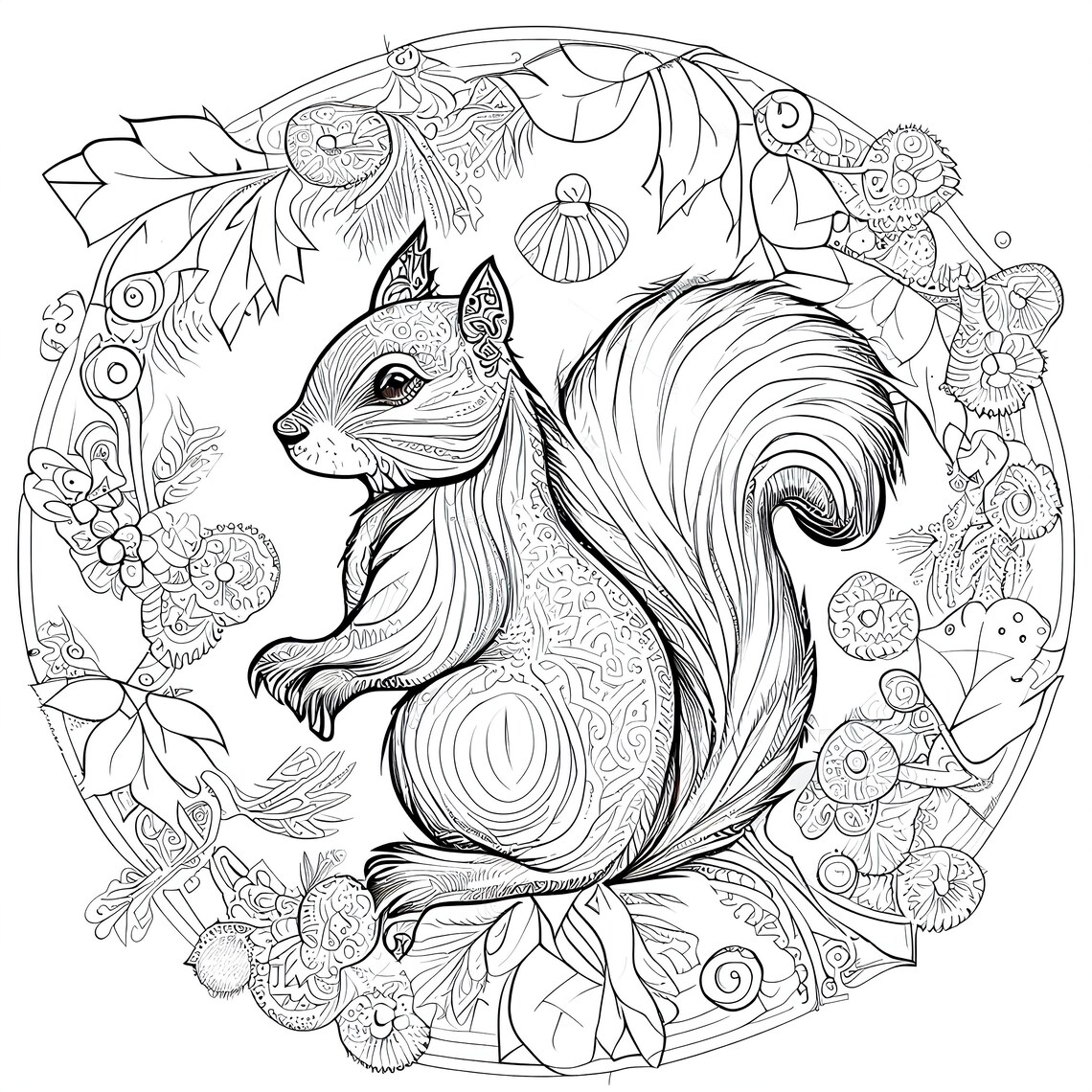 12 Pack Stress Relief Coloring Pages, Squirrel Digital Print, Garden ...