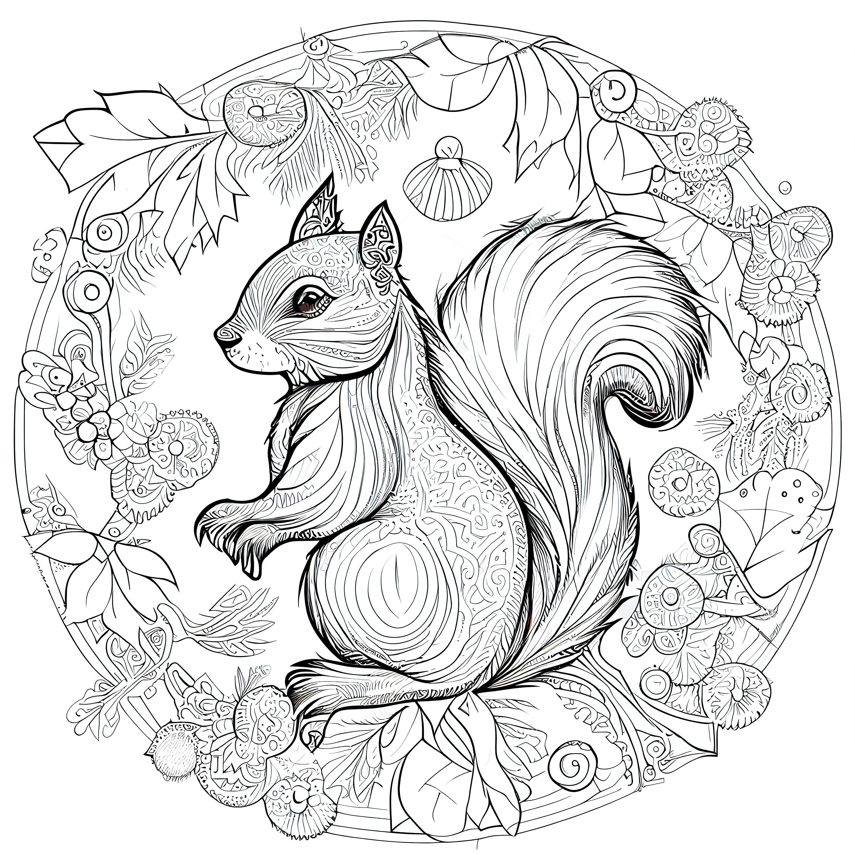 12 Pack Stress Relief Coloring Pages, Squirrel Digital Print, Garden ...