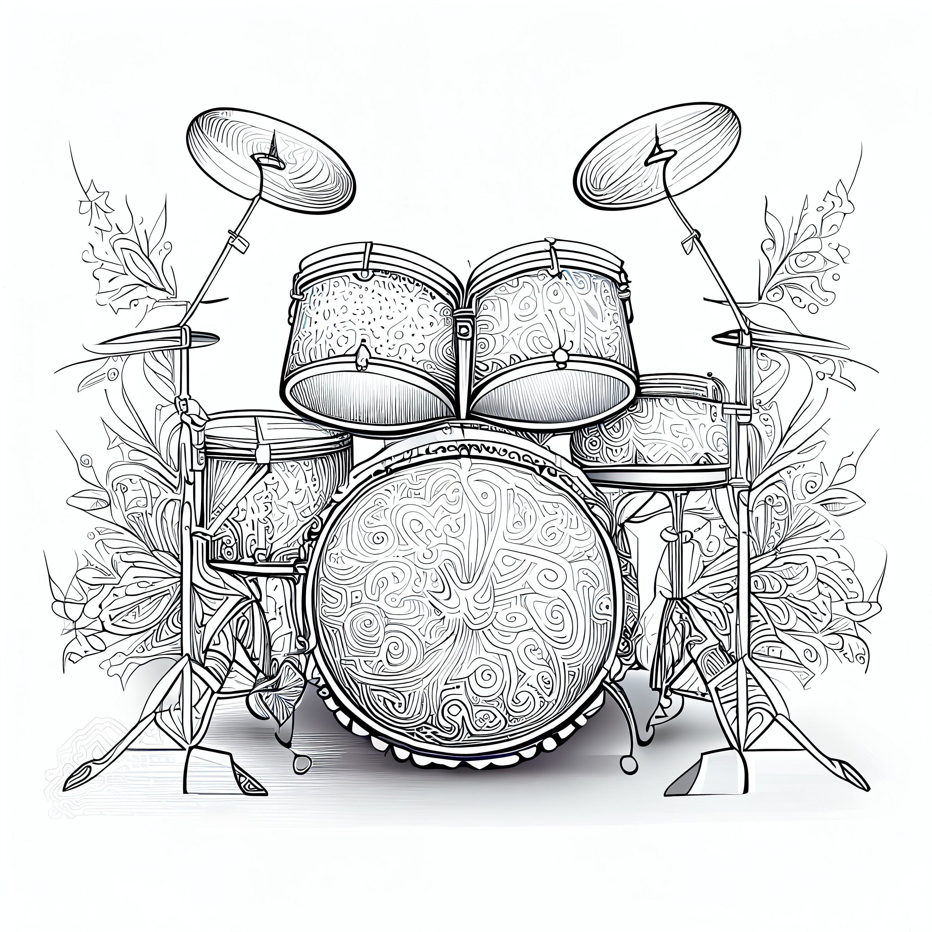 12 Pack Stress Relief Coloring Pages, Drum Set Digital Print, Filigree ...