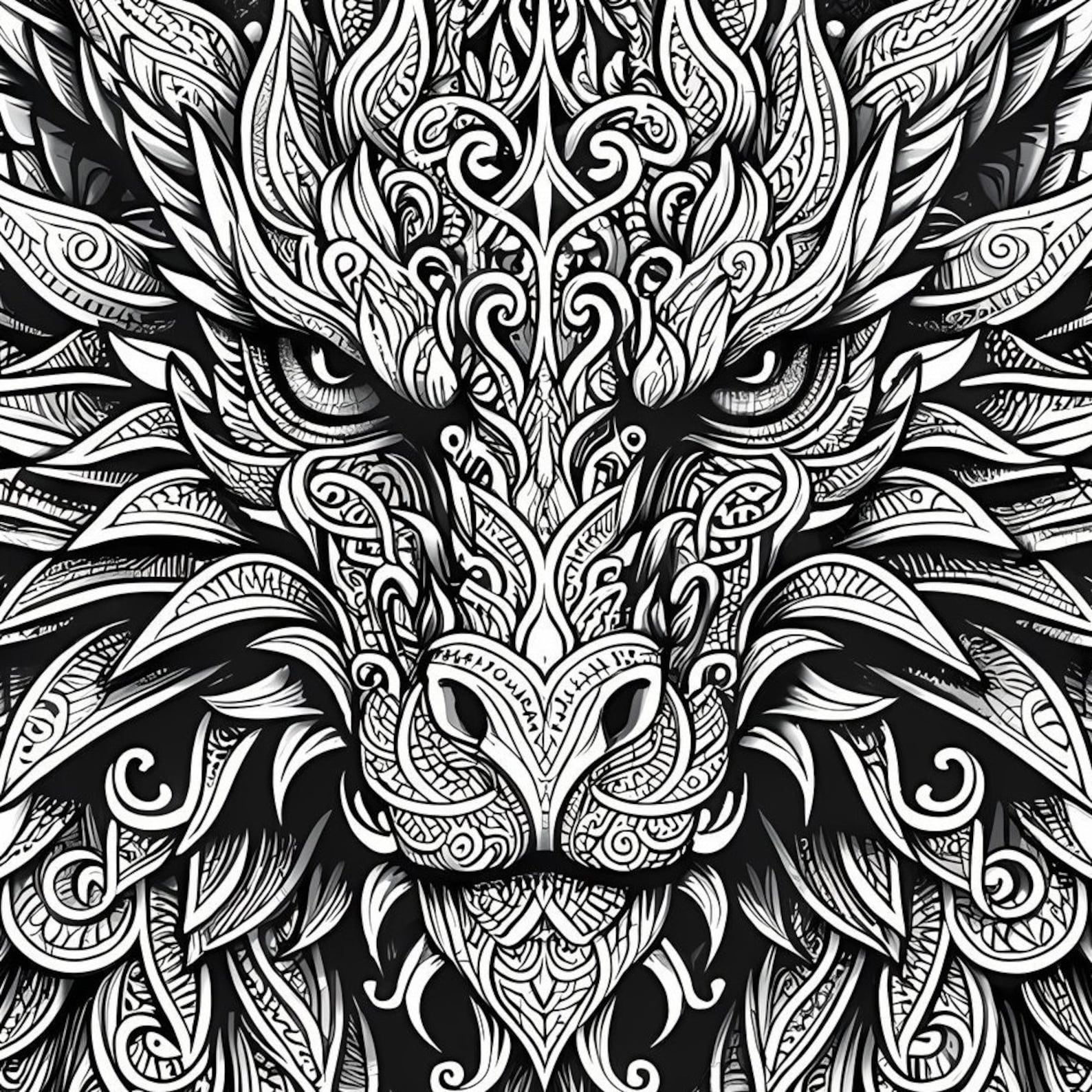 12 Pack Stress Relief Coloring Pages, Dragon Digital Print, Detailed ...