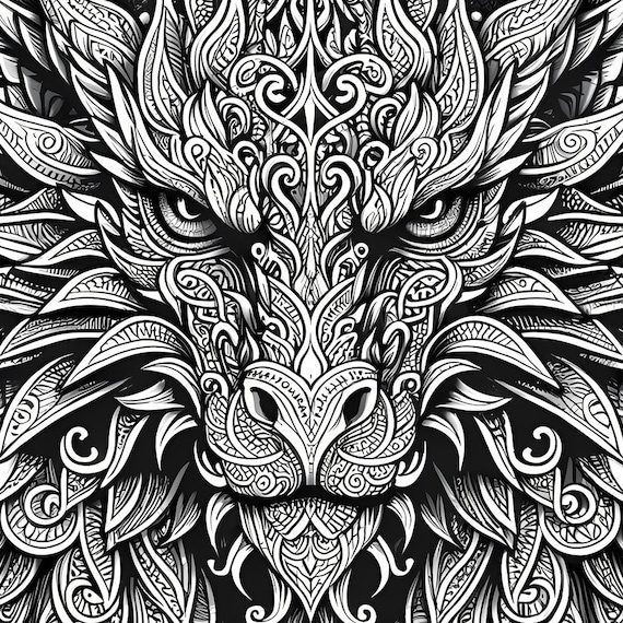 Wolf Coloring Page Dragon Eye