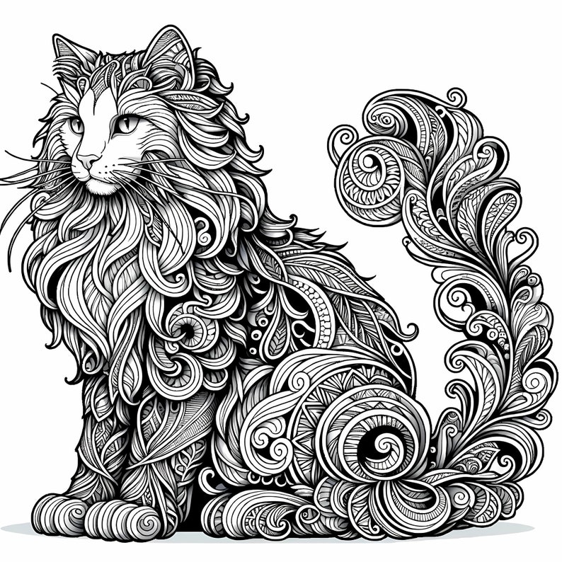 12 Pack Stress Relief Coloring Pages, Kitten Digital Print, Detailed ...
