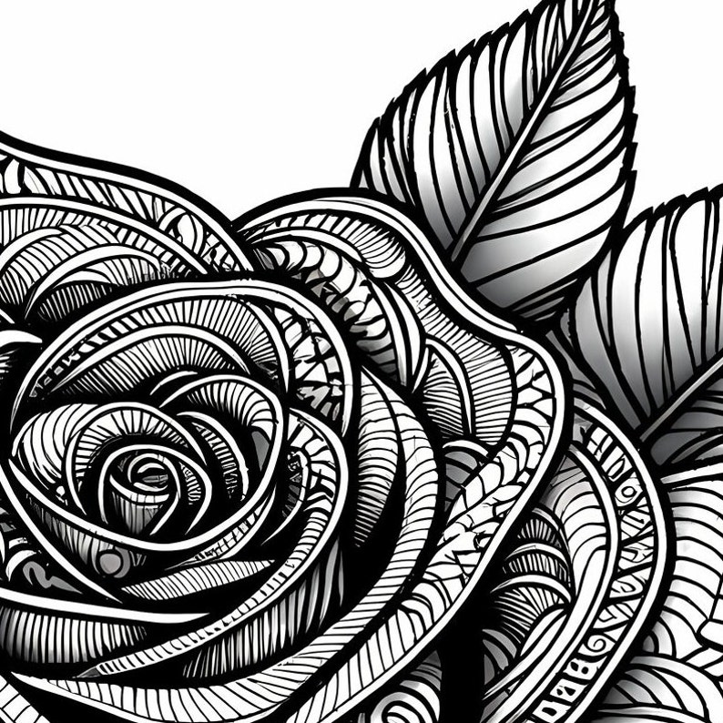12 Pack Stress Relief Coloring Page, Roses Digital Print, Filigree ...