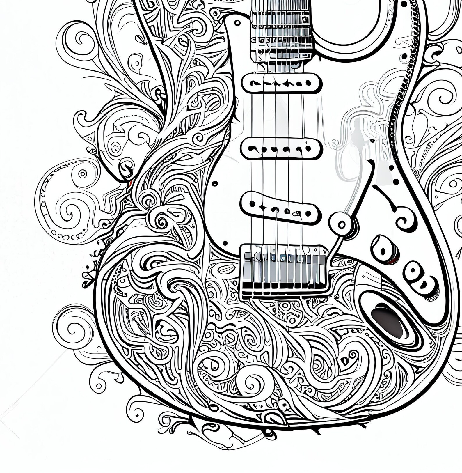 10 Pack Stress Relief Coloring Pages, Guitar Digital Print, Filigree ...