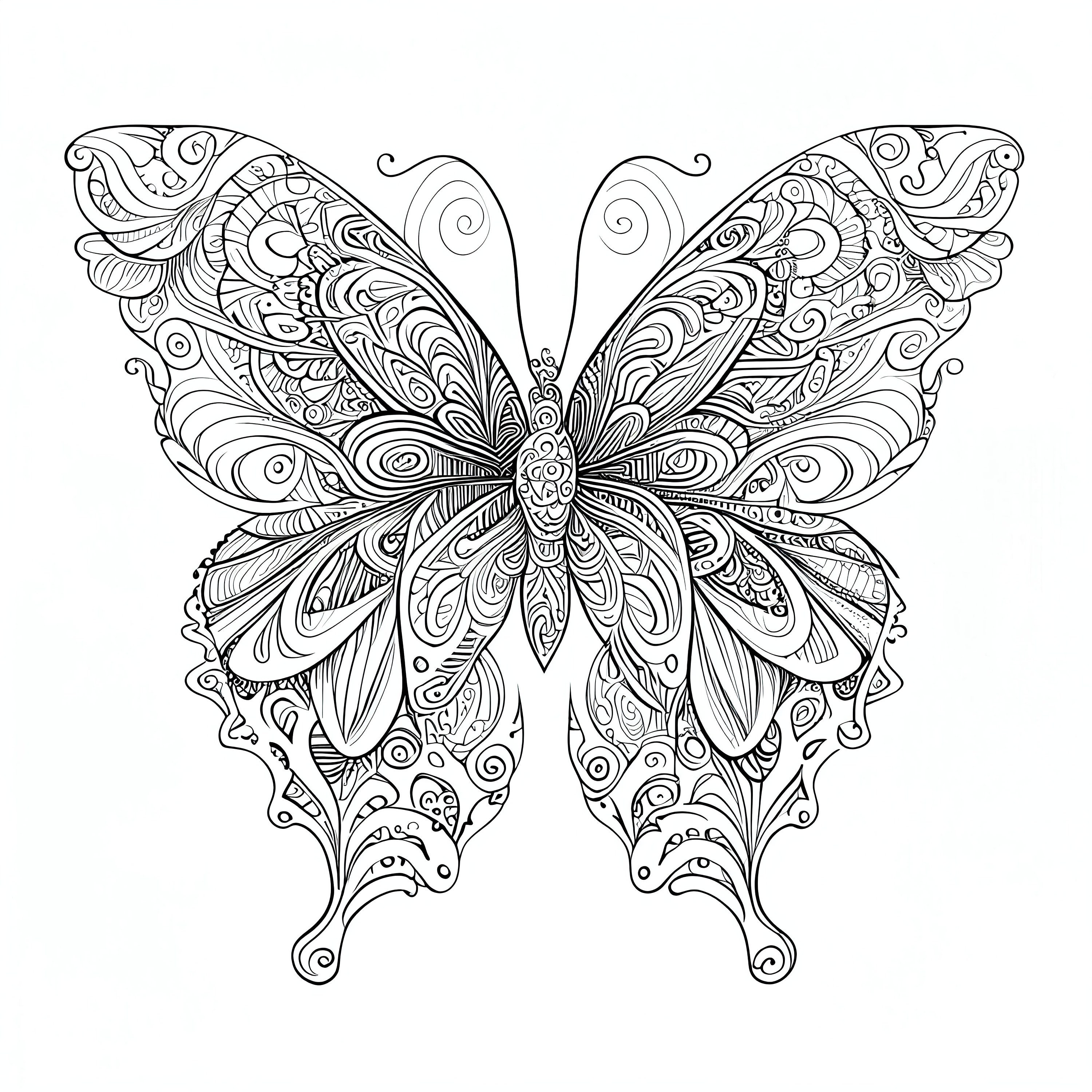 Caterpillar And Butterfly Coloring Page