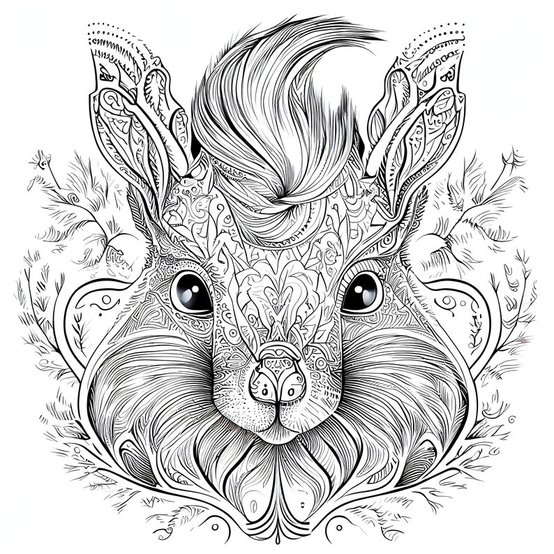 12 Pack Stress Relief Coloring Pages, Squirrel Digital Print, Garden ...