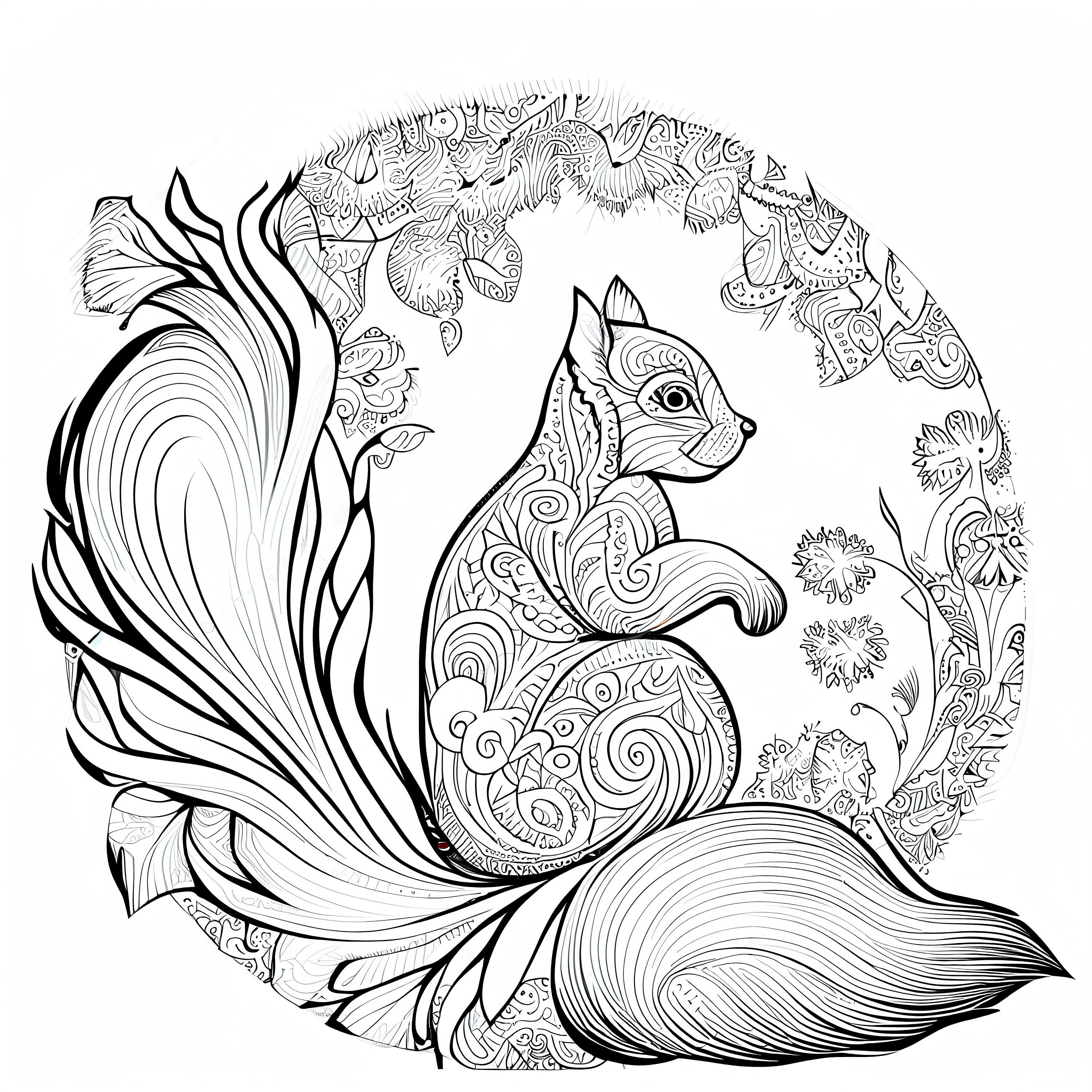 12 Pack Stress Relief Coloring Pages, Squirrel Digital Print, Garden ...