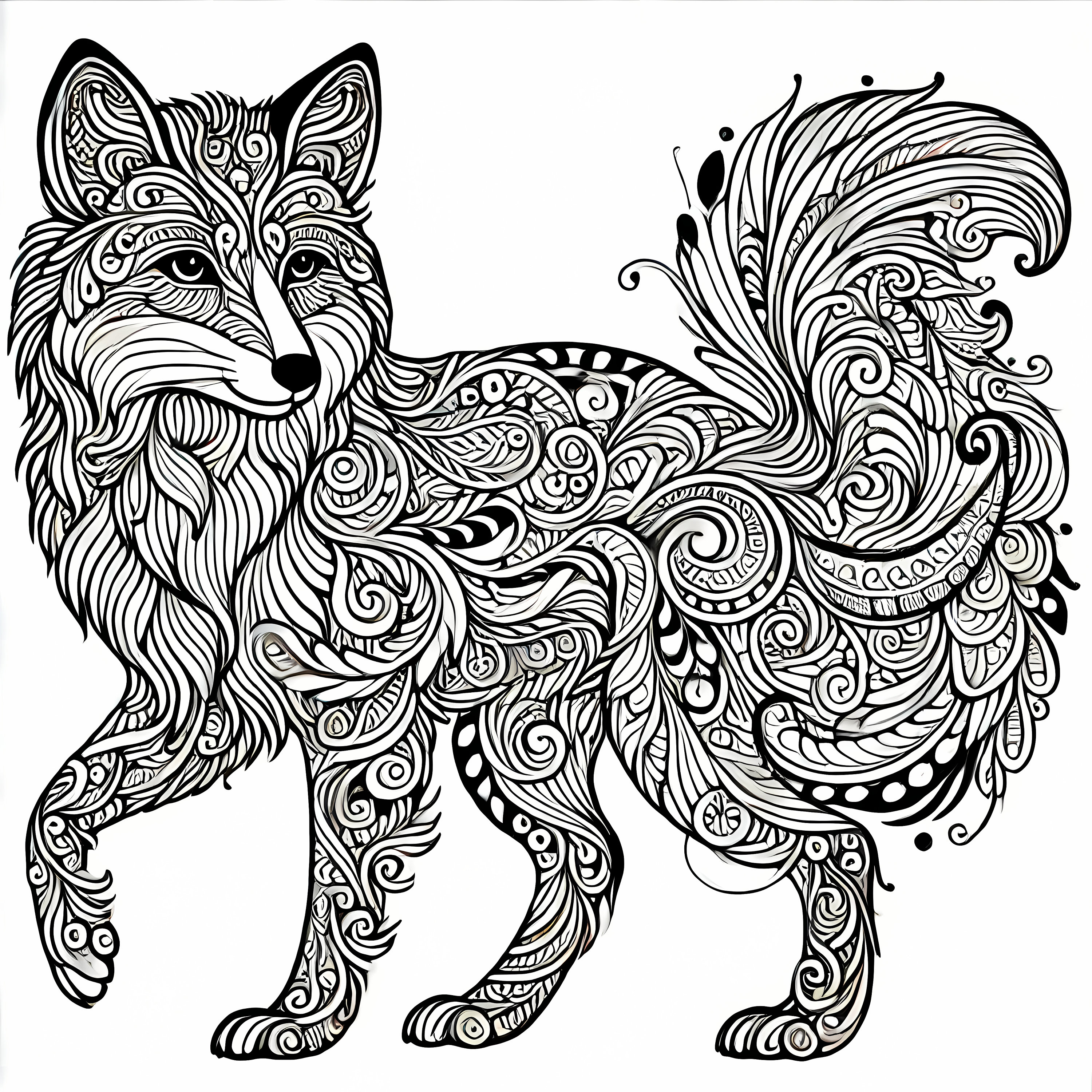 12 Pack Stress Relief Coloring Pages, Cute Fox Digital Print, Filigree ...