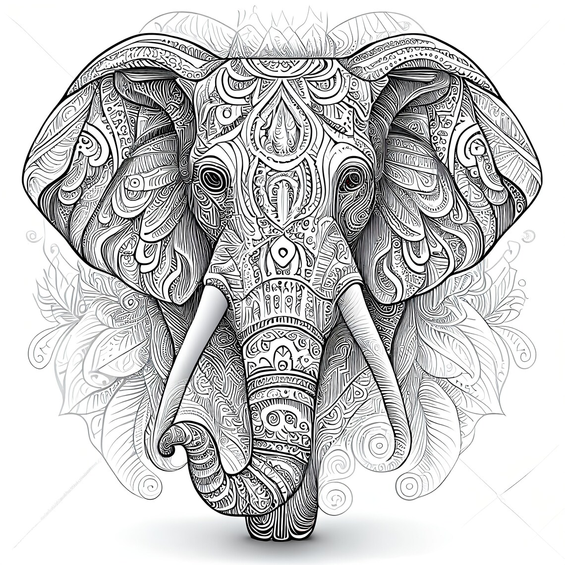 12 Pack Stress Relief Coloring Page, Elephant Digital Print, Filigree ...