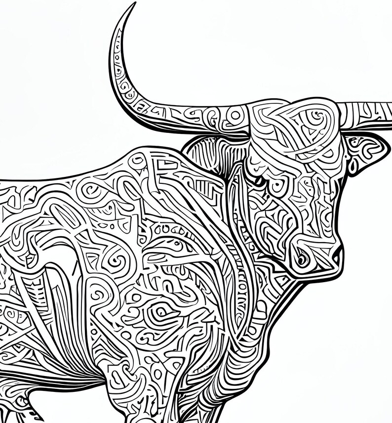 11 Pack Stress Relief Coloring Pages, Longhorn Digital Print, Filigree ...