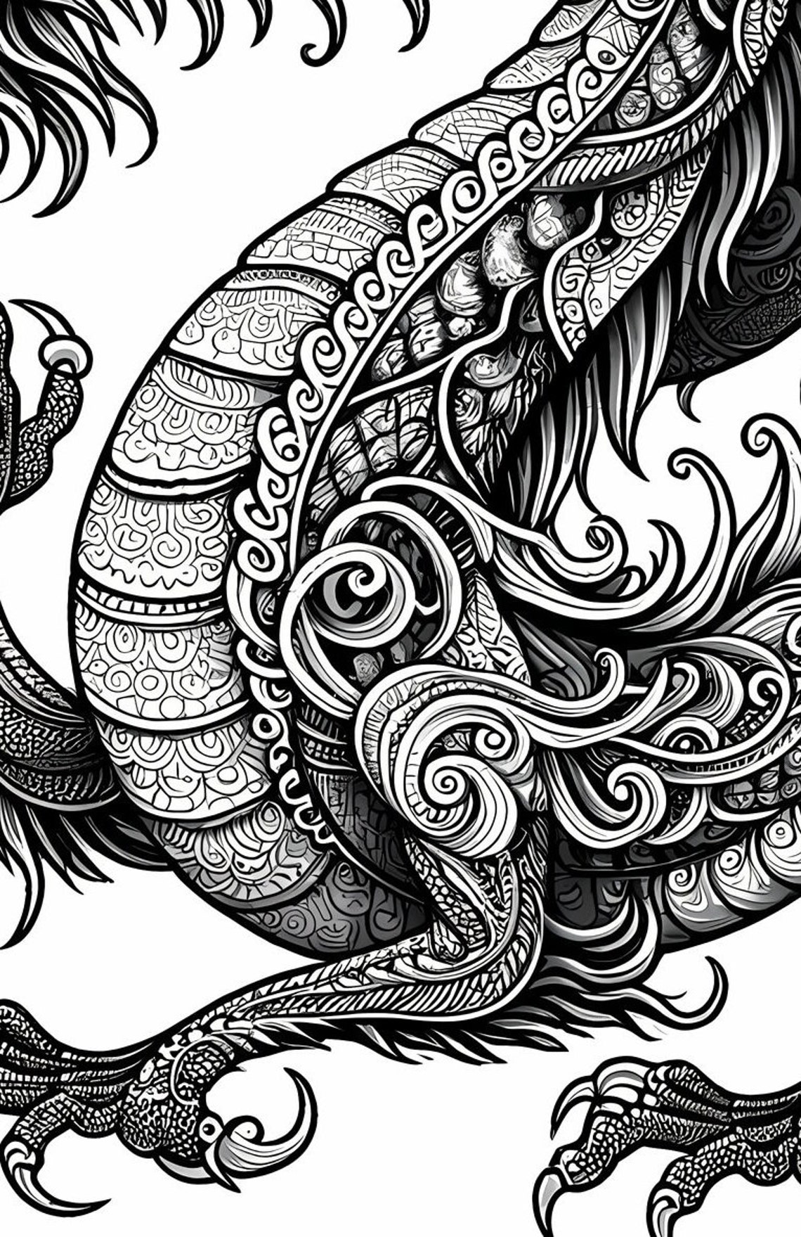 12 Pack Stress Relief Coloring Pages, Dragon Digital Print, Detailed ...
