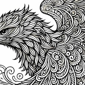 12 Pack Stress Relief Coloring Pages, Hawk Digital Print, Filigree ...