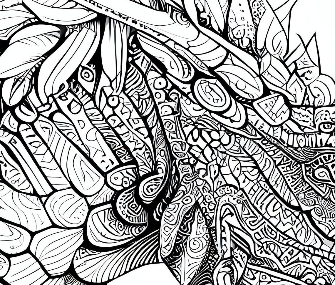 10 Pack Stress Relief Coloring Pages Dragon Digital Print - Etsy