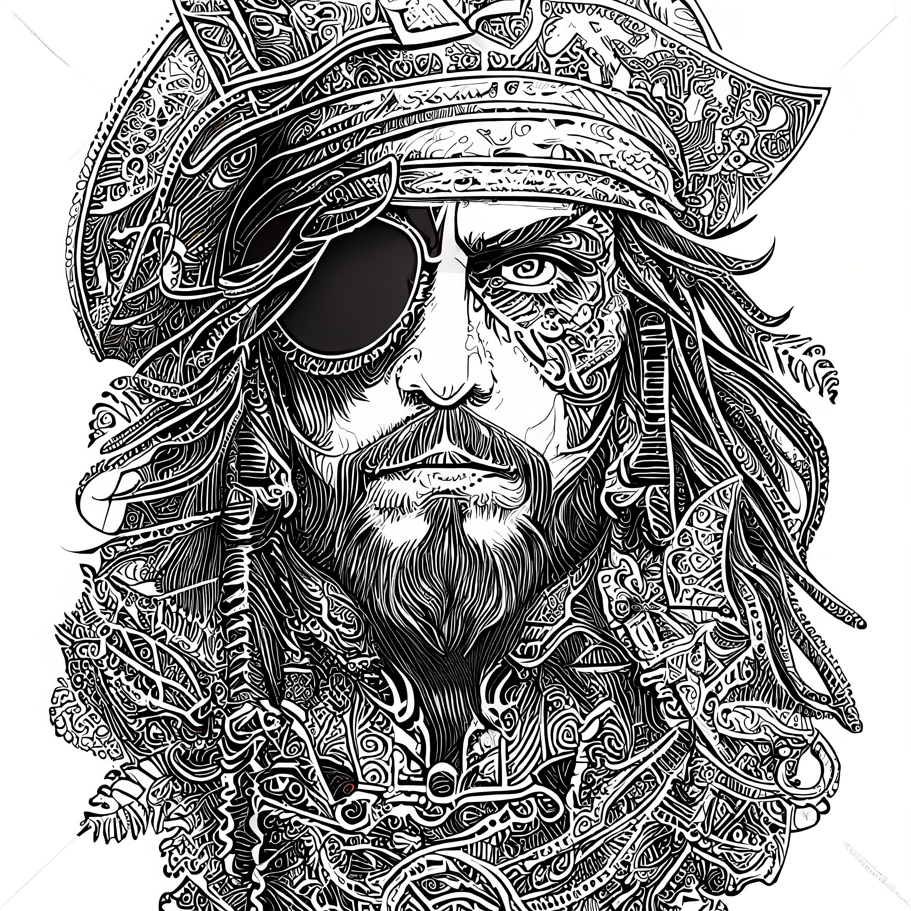 12 Pack Stress Relief Coloring Page, Pirate Digital Print, Filigree ...