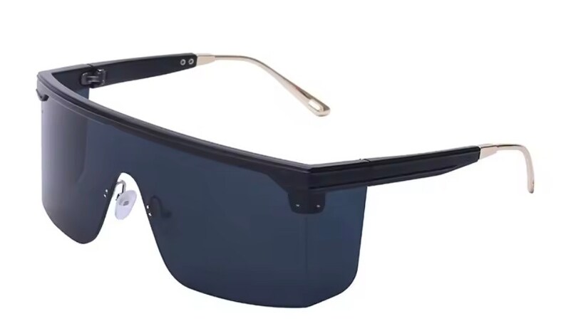 Wraparound Rectangular Vintage Sunglasses Black/blue/white Wrap Around ...