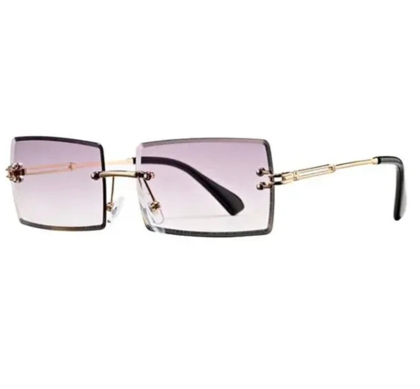 Trendy Vintage Rectangle Rimless Sunglasses- Frameless Square ...
