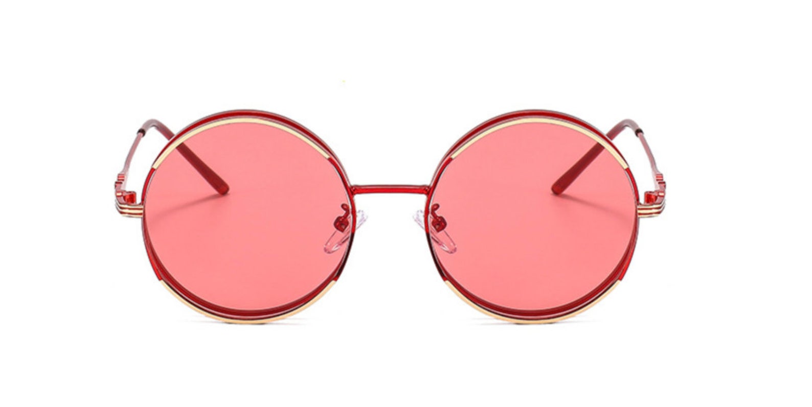 Red Vintage Retro Steampunk Round Wire Rimless Sunglasses - Etsy